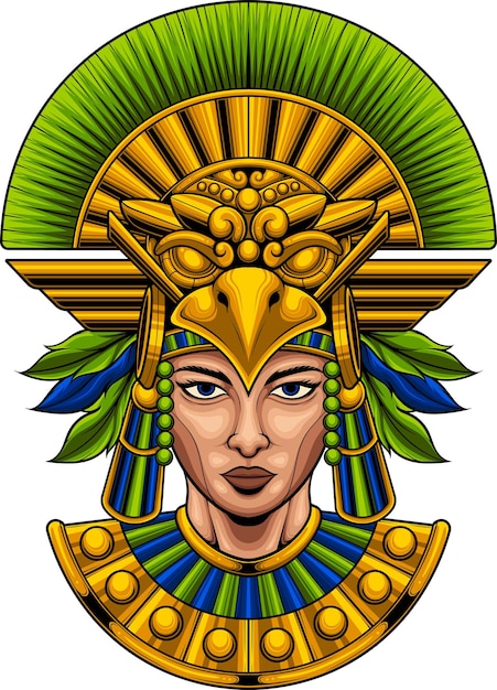 Majestic Aztec Empress: Regal Headdress and Vibrant Hues | Jiffy Designs
