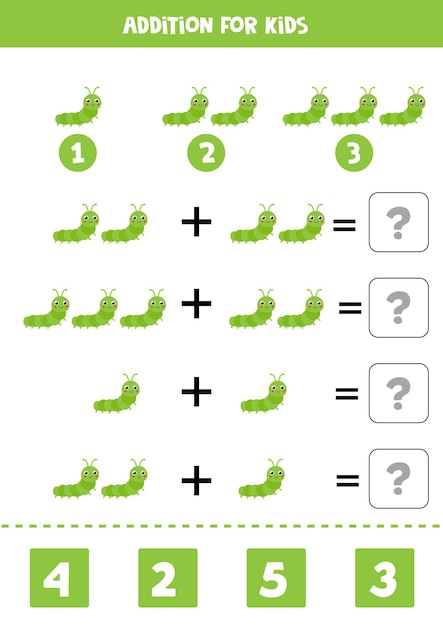 Caterpillar Addition: Fun Math Practice for Kids | Jiffy Designs