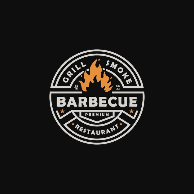 Sizzling Flames and Smoky Delight: Premium Barbecue Restaurant Logo ...
