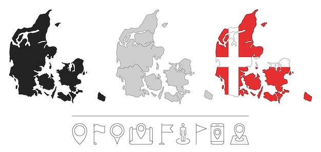 Minimalist Outline Maps of Denmark, Scandinavia, and England | Jiffy ...