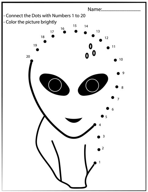 Friendly Alien Dot-to-Dot Puzzle for Kids | Jiffy Designs