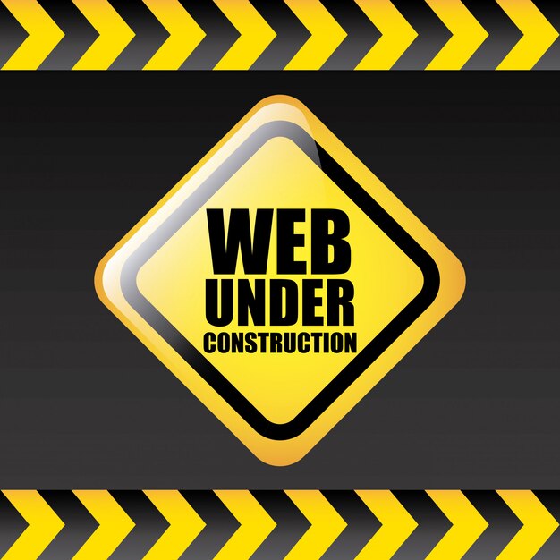 Web Under Construction Warning Sign on Black Background | Jiffy Designs