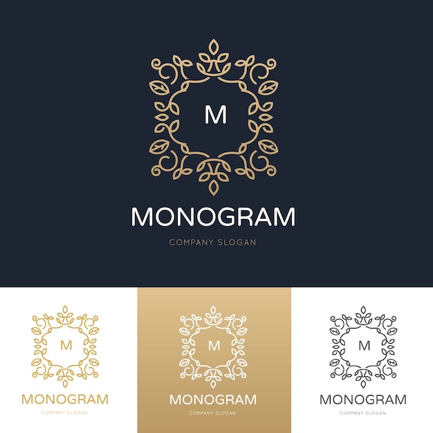 Elegant Monogram Logo with Ornate Floral Frame and Variations | Jiffy ...