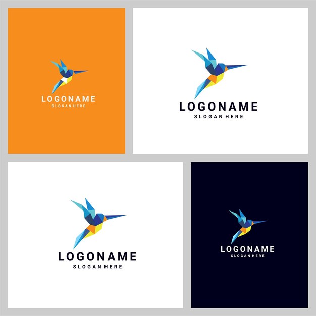 Vibrant Hummingbird Logo in Modern Geometric Art Style | Jiffy Designs