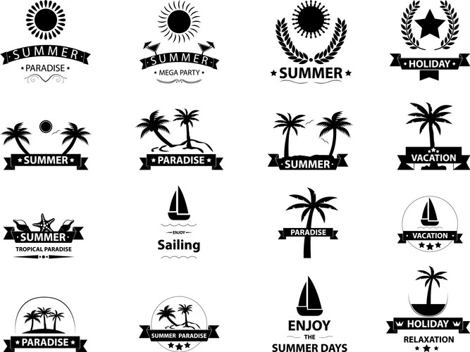 Summer Emblem Collection Isolated On White | Jiffy Designs