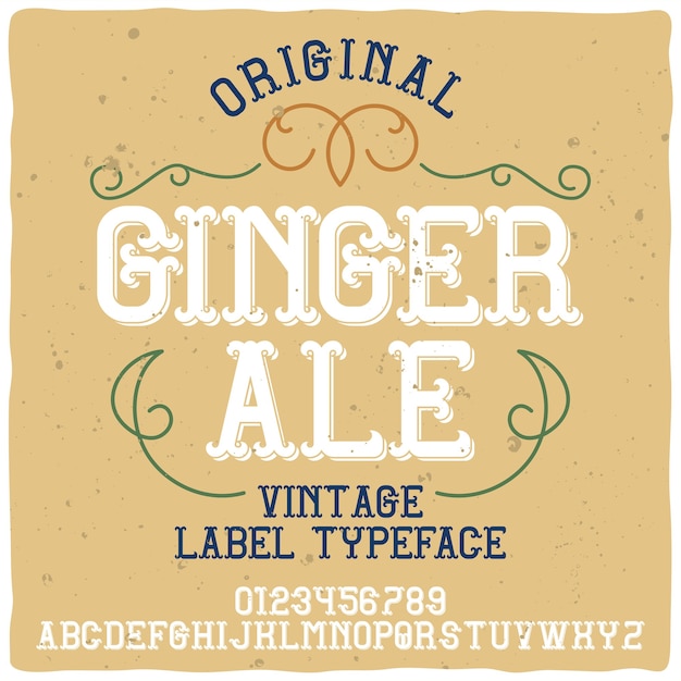 Vintage Ginger Ale Label with Ornate Typography | Jiffy Designs