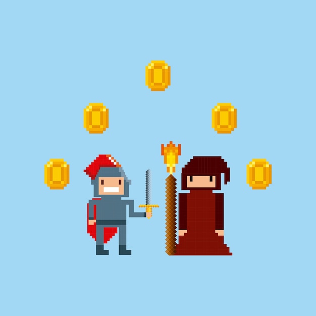 8-Bit Medieval Fantasy Characters Juggling Golden Coins | Jiffy Designs