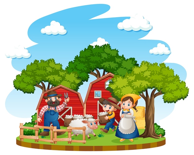 Charming Farmhouse Scene with Cheerful Cartoon Characters | Jiffy Designs