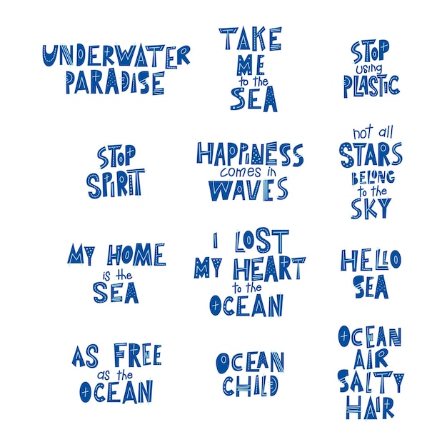 Vibrant Ocean-Inspired Typography Collection with Diverse Designs ...