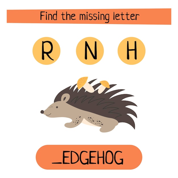 Playful Hedgehog Seeks Missing Letter in Vibrant Puzzle | Jiffy Designs