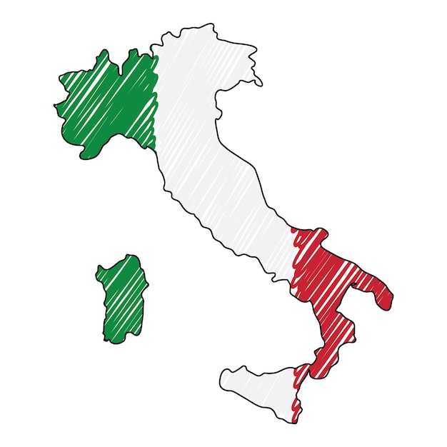 Vibrant Outline of Italy with Patriotic Colors | Jiffy Designs