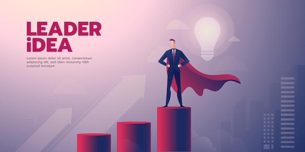 Ambitious Leader Stands Atop Glowing Success Columns | Jiffy Designs