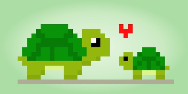 Charming Pixel Art Turtles in Vibrant Shades of Green | Jiffy Designs