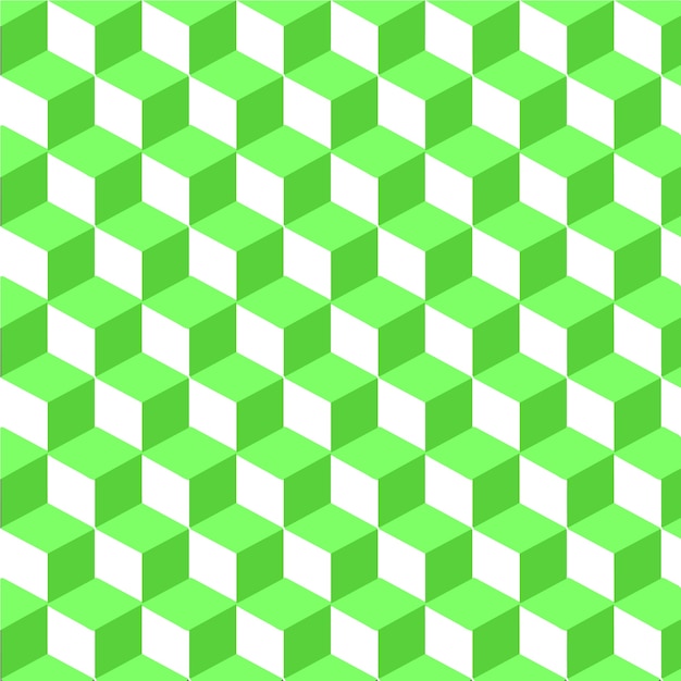 Vibrant Green and White Geometric Cubes Pattern Design | Jiffy Designs