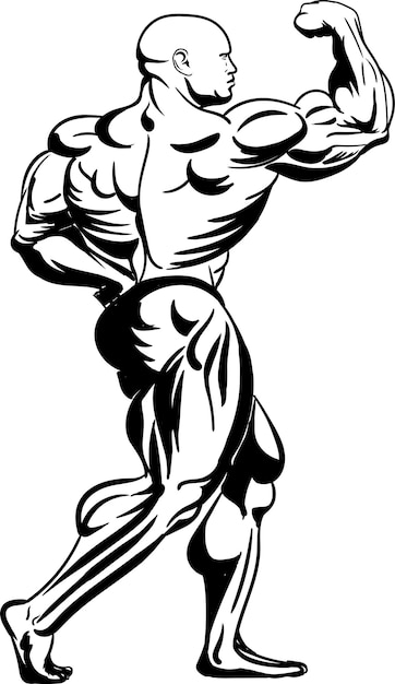 Powerful Physique: A Muscular Figure Flexing in Bold Silhouette | Jiffy ...