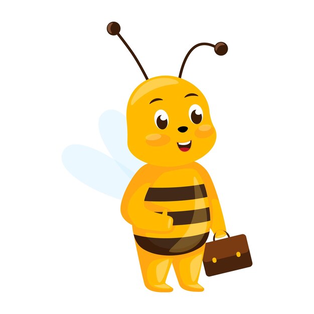 Cheerful Bee Carrying a Briefcase in Cartoon Style | Jiffy Designs