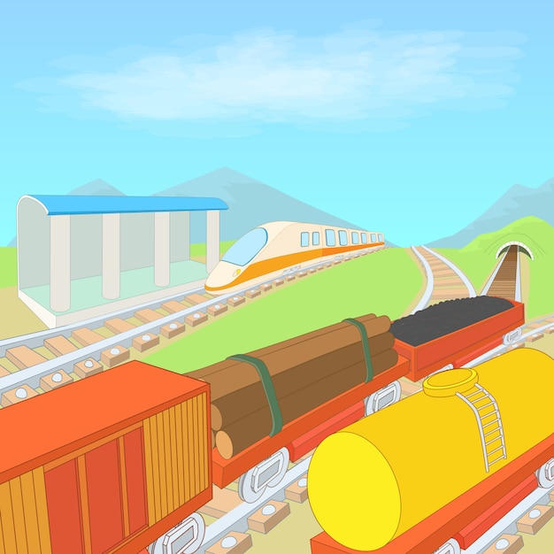 Vibrant Train Landscape with Colorful Cargo Containers | Jiffy Designs