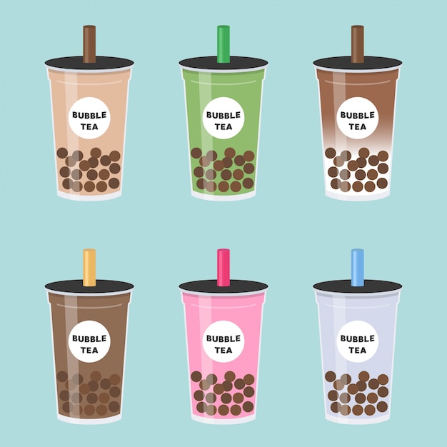 Vibrant Bubble Tea Cups with Tapioca Pearls in Assorted Flavors | Jiffy ...