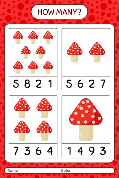Counting Red and White Spotted Mushroom Illustrations | Jiffy Designs