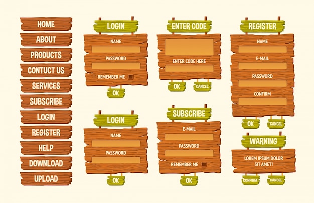 Rustic Wooden UI Elements for Website or App Interface | Jiffy Designs