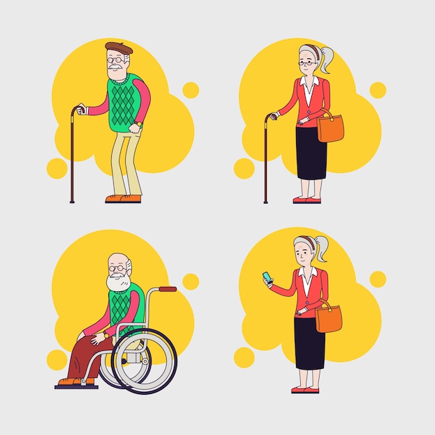 Diverse Elderly Characters Depicted in Vibrant Illustrations | Jiffy ...