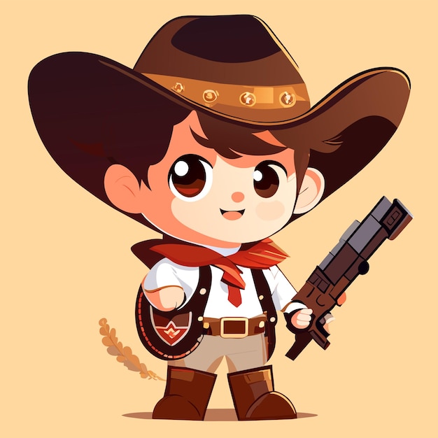 Cheerful Cowboy Boy with Friendly Smile and Toy Revolver | Jiffy Designs