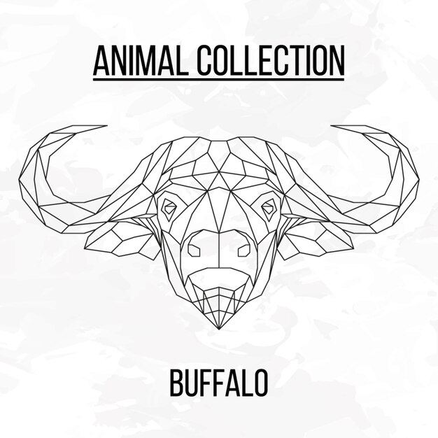 Geometric Buffalo Head with Intricate Polygon Patterns | Jiffy Designs