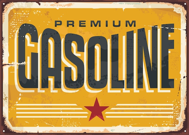 Vintage Premium Gasoline Sign with Retro Styling and Star | Jiffy Designs