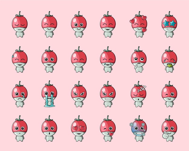 Adorable Tomato Creatures in Whimsical Cartoon Poses | Jiffy Designs