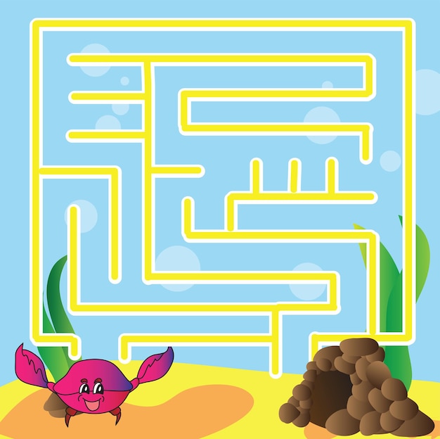Vibrant Maze with Playful Crab and Rocks | Jiffy Designs