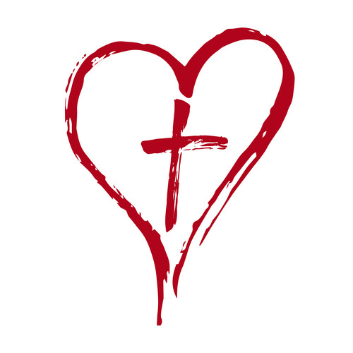 Christian Red Cross And Heart Drawn By Brush. Vector Illustration ...