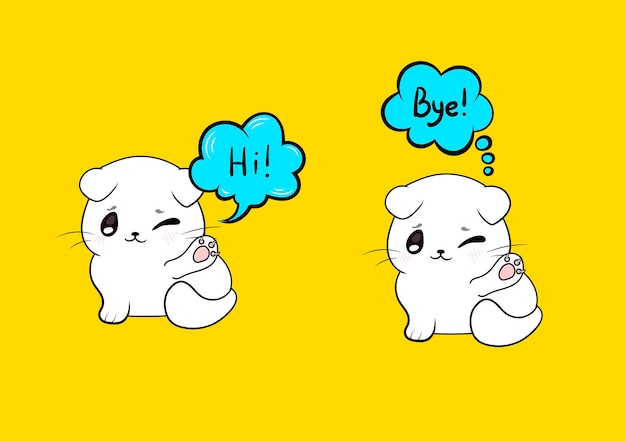 Cute Cartoon Puppies Greeting and Bidding Farewell | Jiffy Designs