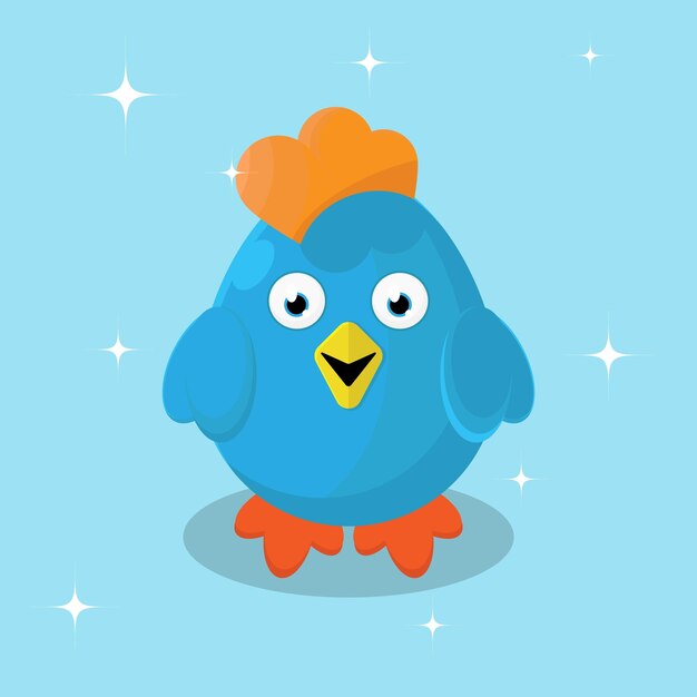 Cheerful Blue Chick with Bright Orange Crest and Sparkles | Jiffy Designs