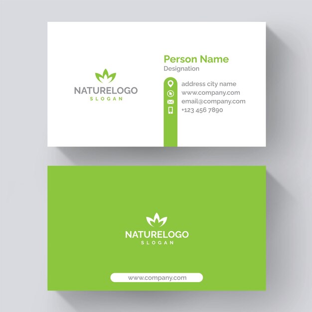 Vibrant Green Leaf Emblem on Simple Business Card | Jiffy Designs