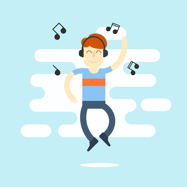Joyful Music Lover Amidst Floating Musical Notes Illustration | Jiffy ...