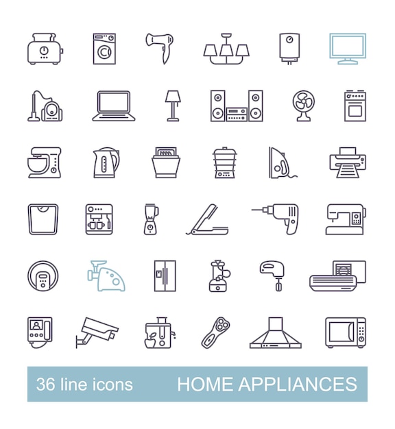 Diverse Collection of Home Appliance Icons for Versatile Design Needs ...