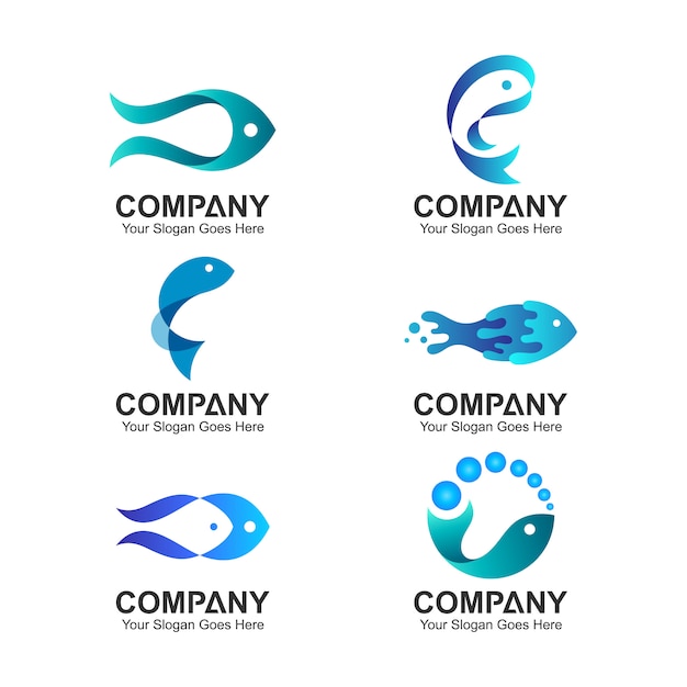 Vibrant Collection of Stylized Fish Logos for Versatile Branding ...