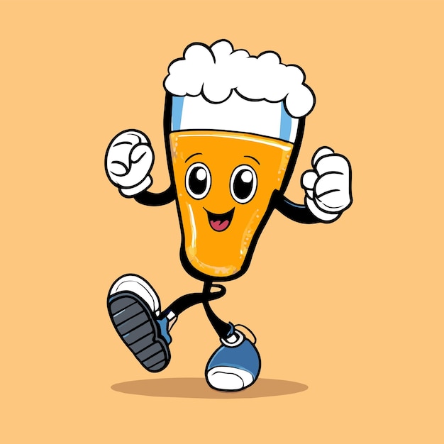 Cheerful Beer Mug Character Flexing Muscles | Jiffy Designs