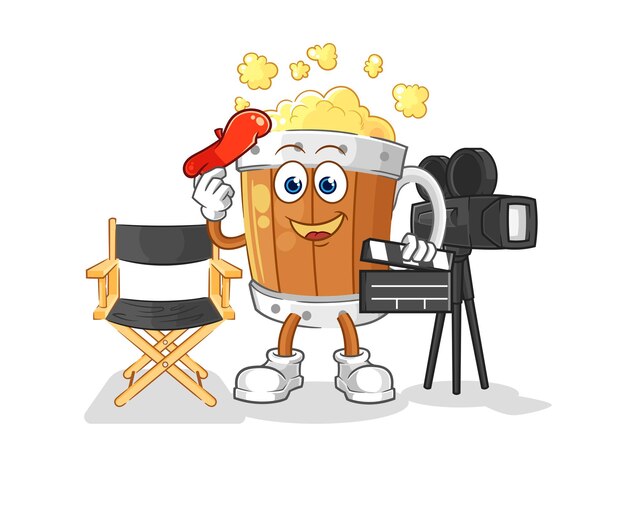 Cheerful Movie Director Popcorn Bucket Overseeing Film Production ...