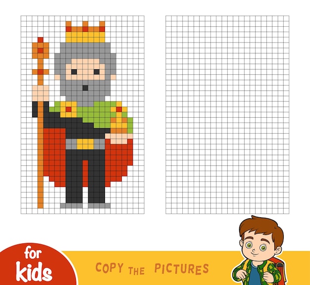 Whimsical Pixel Art of a Regal King Holding a Scepter | Jiffy Designs