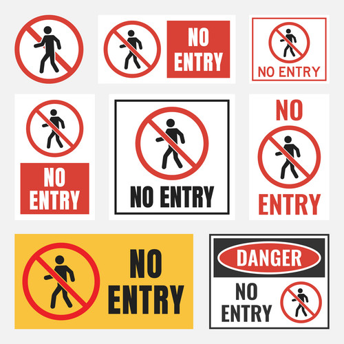 No Entry Label Set, No Access Sign With Man Silhouette | Jiffy Designs