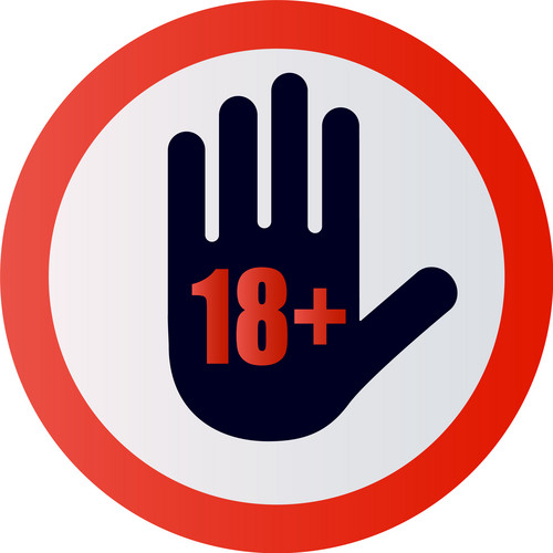 Under 18 Years Prohibition Sign. Adults Only. Number Eighteen In Red ...