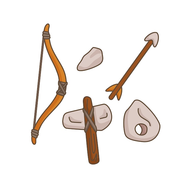 Primitive Stone Age Hunting Tools and Weapons Illustration | Jiffy Designs