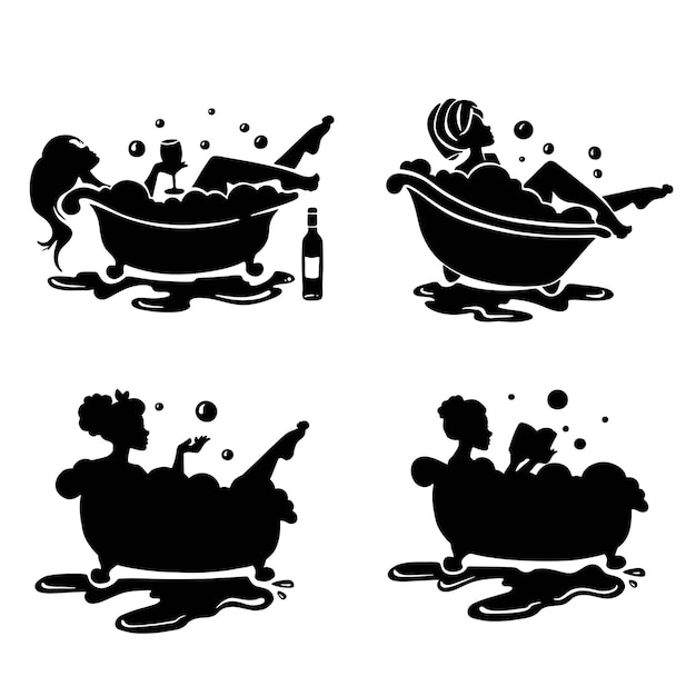 Relaxing Bubble Bath Scenes with Playful Silhouettes | Jiffy Designs
