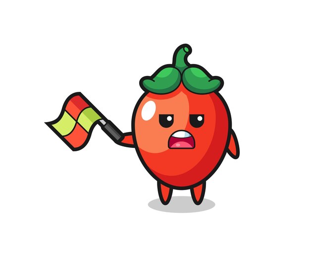 Adorable Chili Pepper Character Waving Cartoon Flag | Jiffy Designs