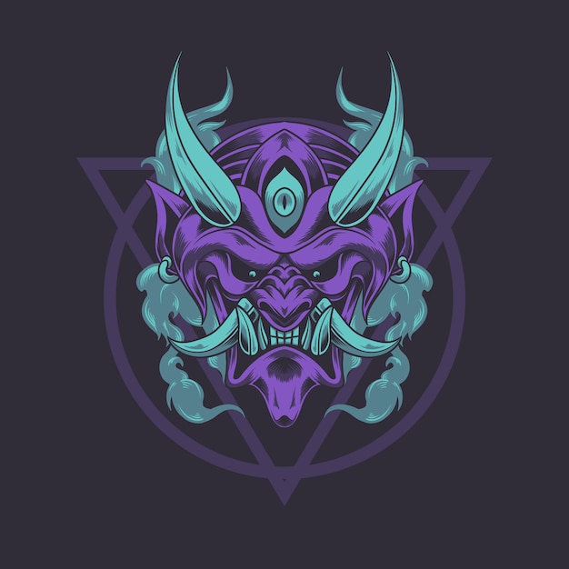 Menacing Demonic Visage with Piercing Gaze and Horns | Jiffy Designs