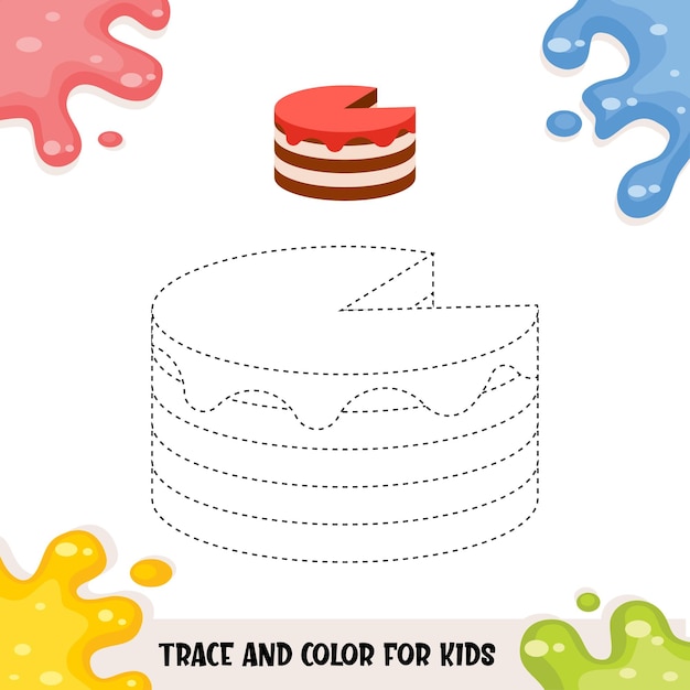 Colorful Cake Tracing and Coloring Activity for Children | Jiffy Designs
