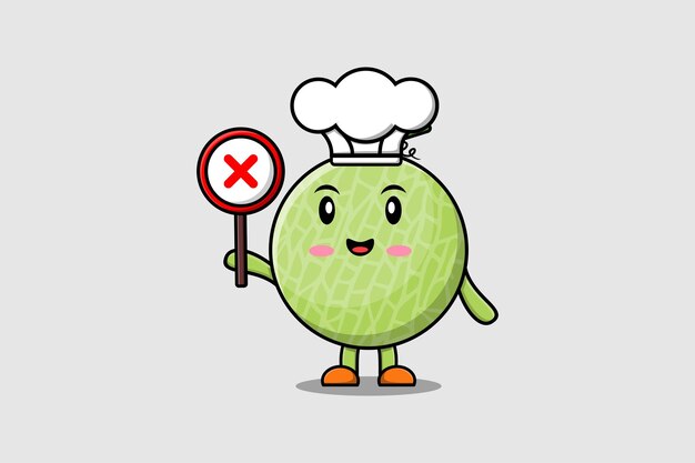 Cheerful Chef Melon Holding a Stop Sign | Jiffy Designs
