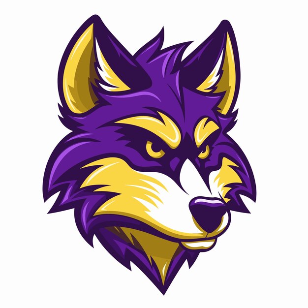 Fierce and Fearsome Purple Wolf Head Mascot | Jiffy Designs