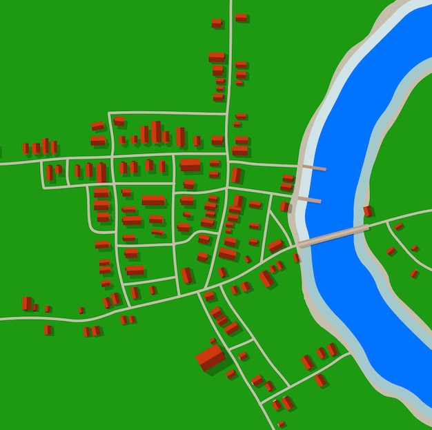 Vibrant Topographic Map of Riverside Town | Jiffy Designs